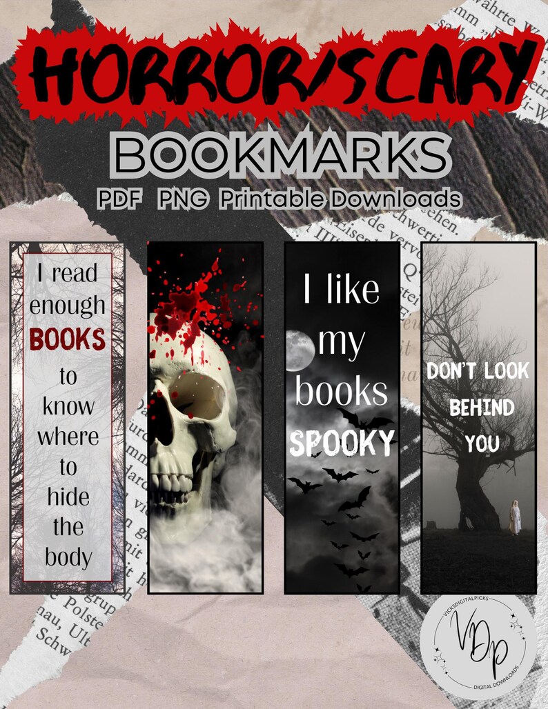 Horror/scary Printable Bookmark-print From Home! - Etsy