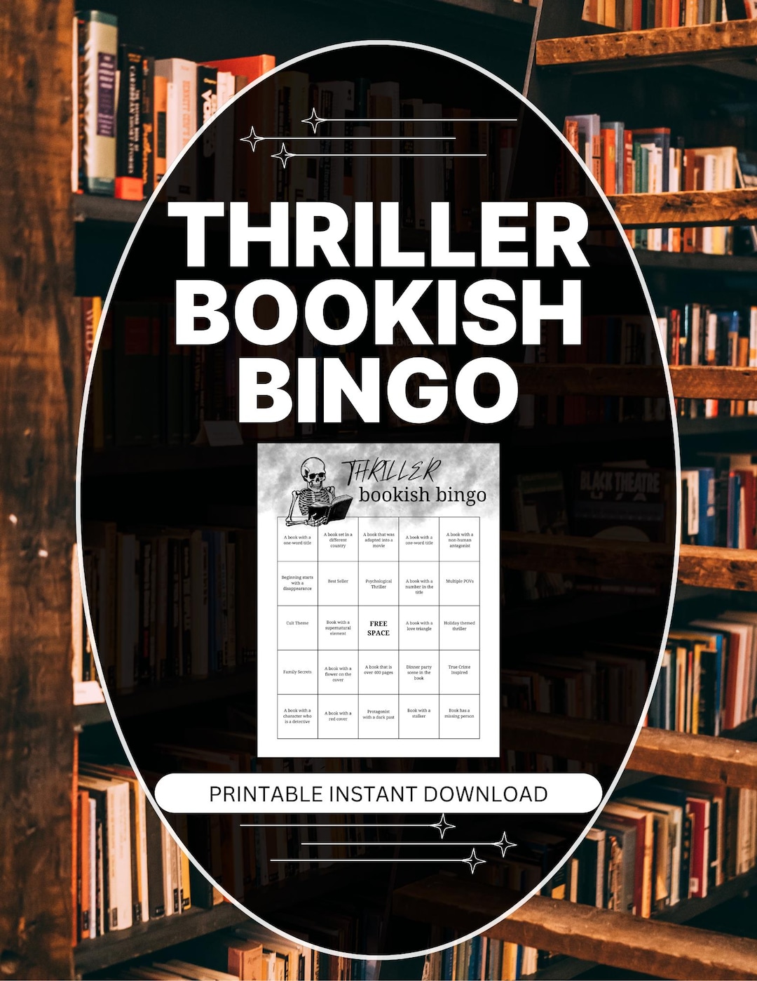 Thriller Bookish Bingo | Reading Challenge Game | Digital Download for ...