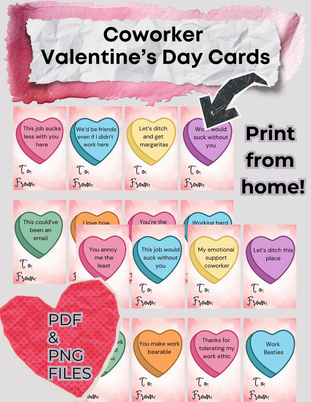 Coworker Valentine's Day Printable Cards-print Valentine's Day Cards at ...