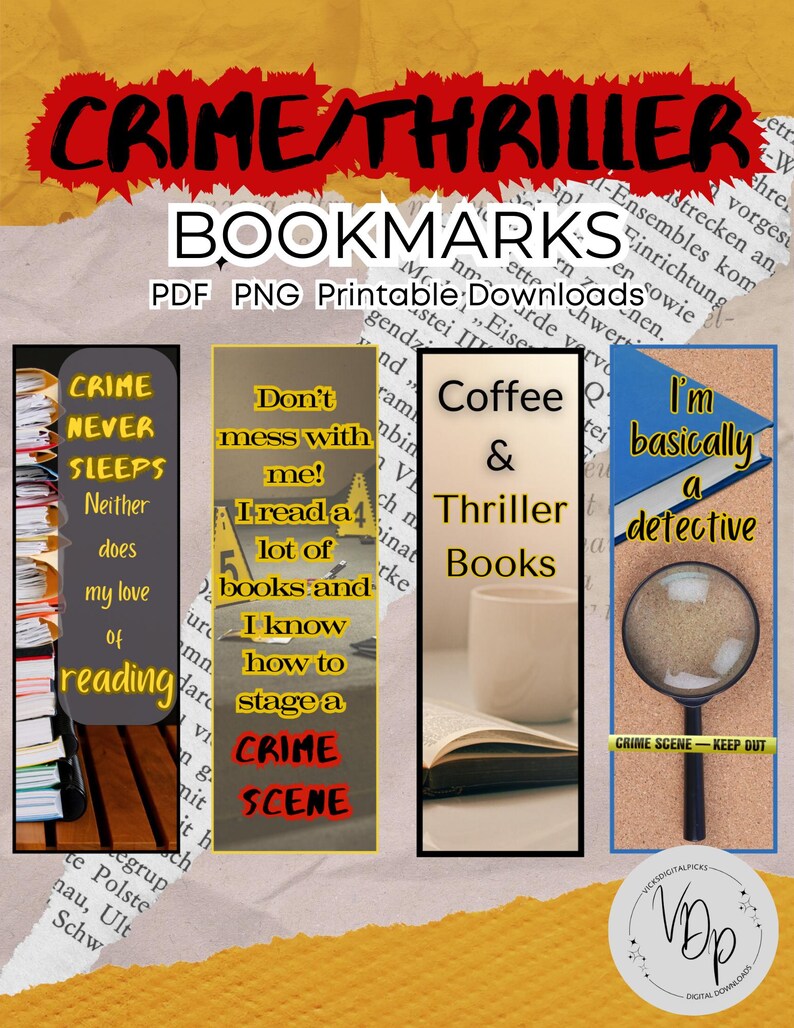 Crime/thriller Printable Bookmarks-print From Home! - Etsy Australia