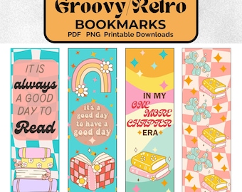 Groovy & Retro Printable Bookmarks-fun Colorful Retro Digital Download ...
