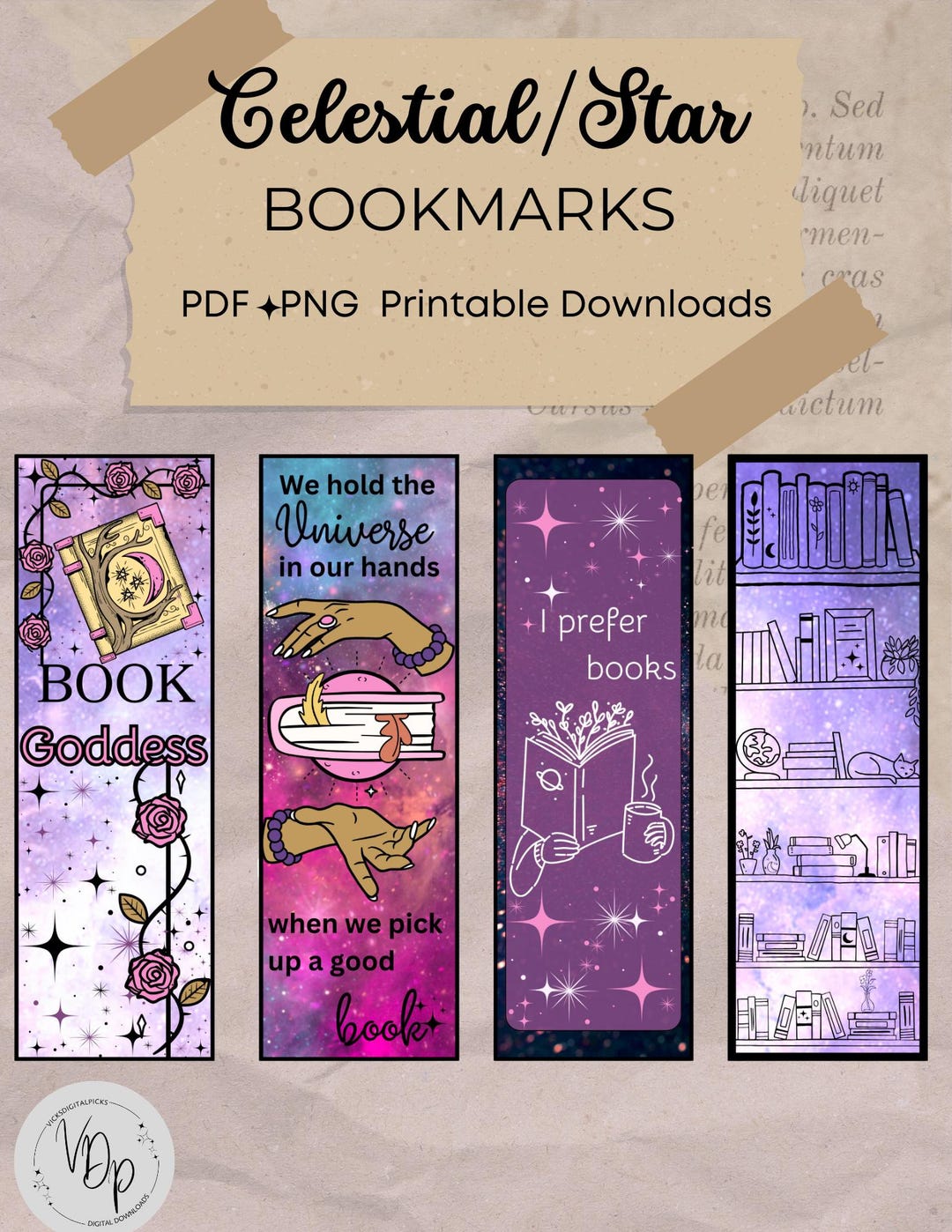 Celestial/star Printable Bookmarks-book Page Saver - Etsy