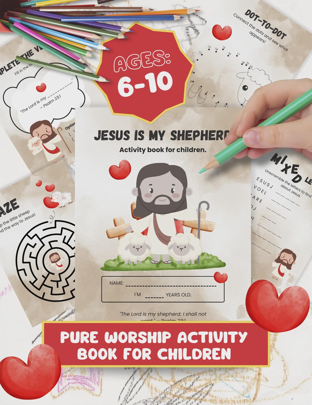Christian Kids Printable Activity Book | Creative Drawing, Dot-to-dot ...