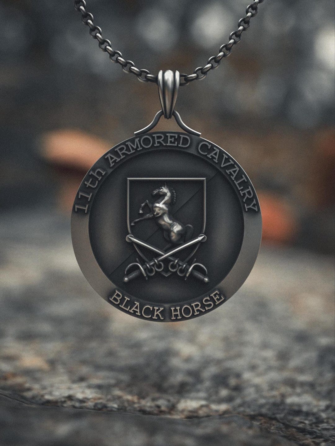 11th Armored Cavalry Necklace 925 Sterling Silver - Handcrafted Black ...