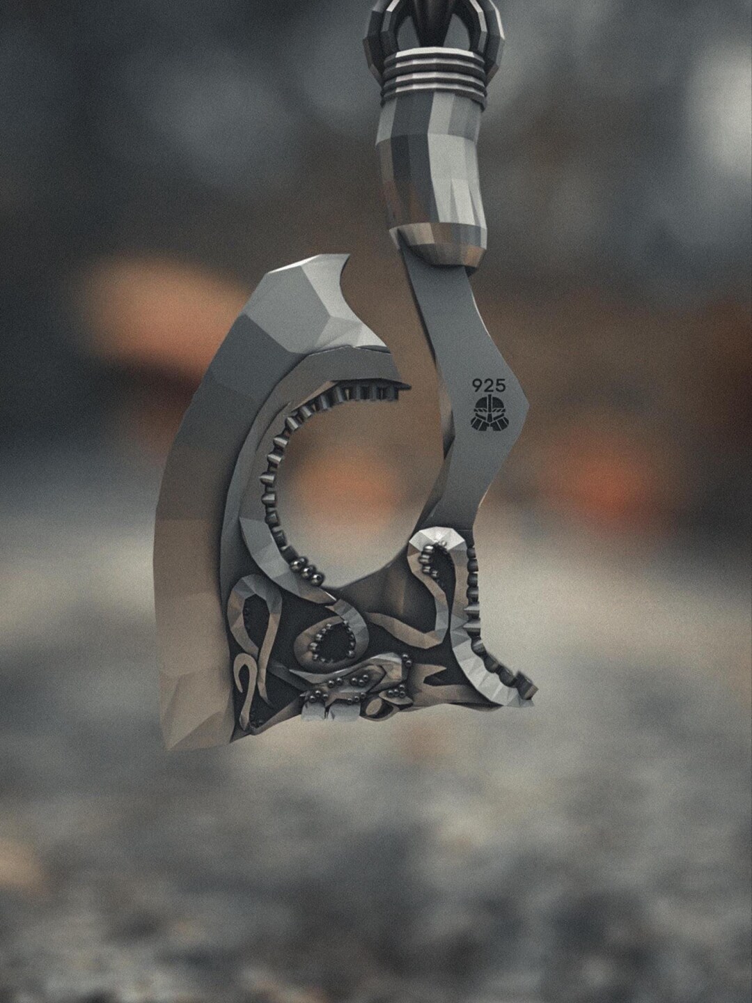 Battle Axe Pendant 925 Sterling Silver | Viking Kraken Weapon Necklace ...