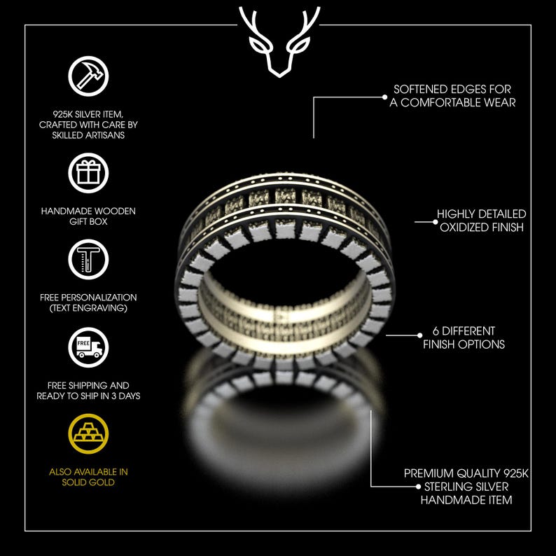 925 Sterling Silver Railroad Track Train Ring Polished Finish, Handmade ...