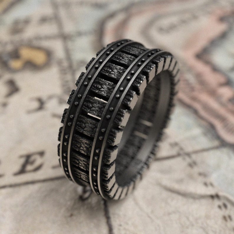 925 Sterling Silver Railroad Track Train Ring Polished Finish, Handmade ...