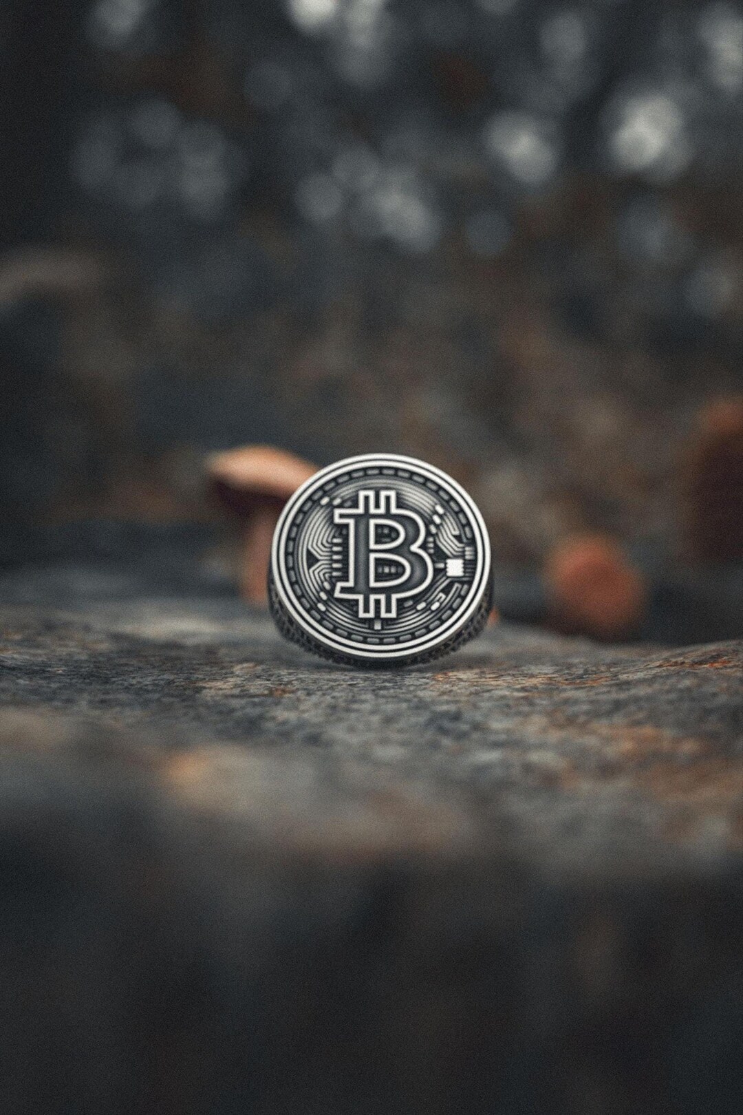 Bitcoin Coin Engraved Ring - 925 Silver Signet Handmade Money Ring - Etsy