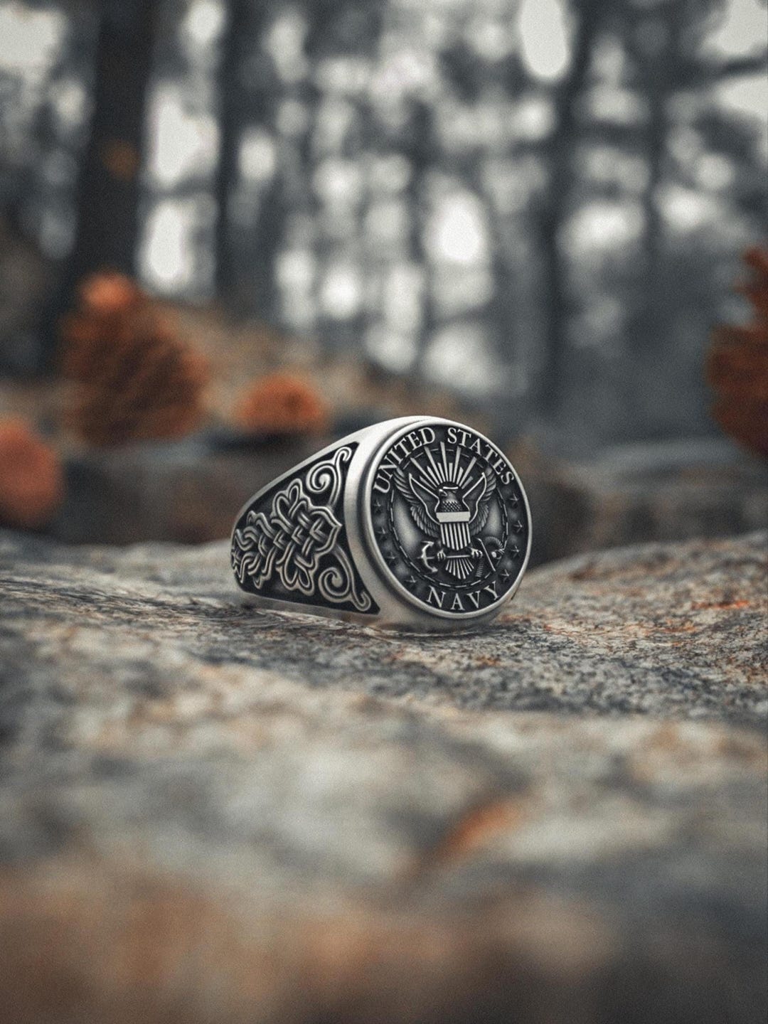 Navy Veteran Ring - Sterling Silver Eagle and Anchor - Etsy