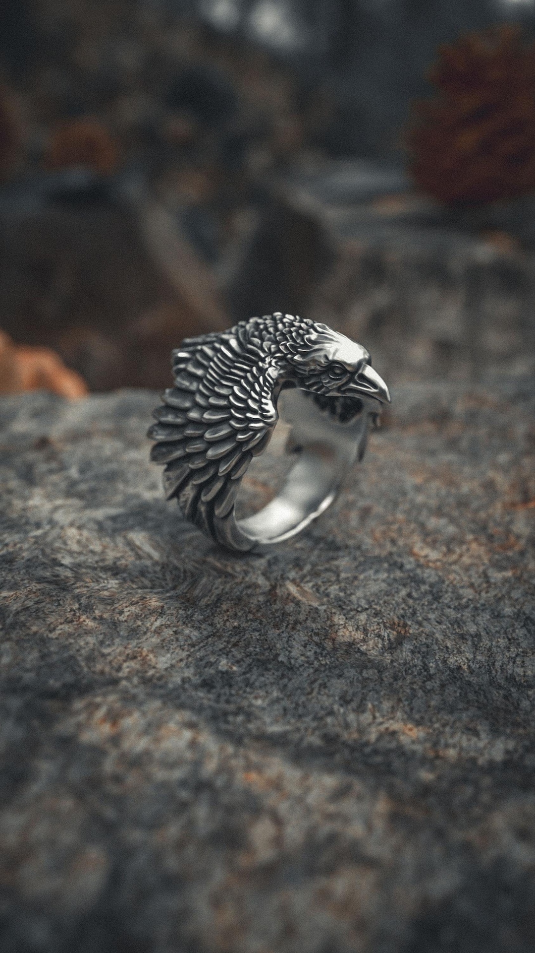 Sterling Silver Raven Crow Bird Adjustable Ring - Gothic Nature ...