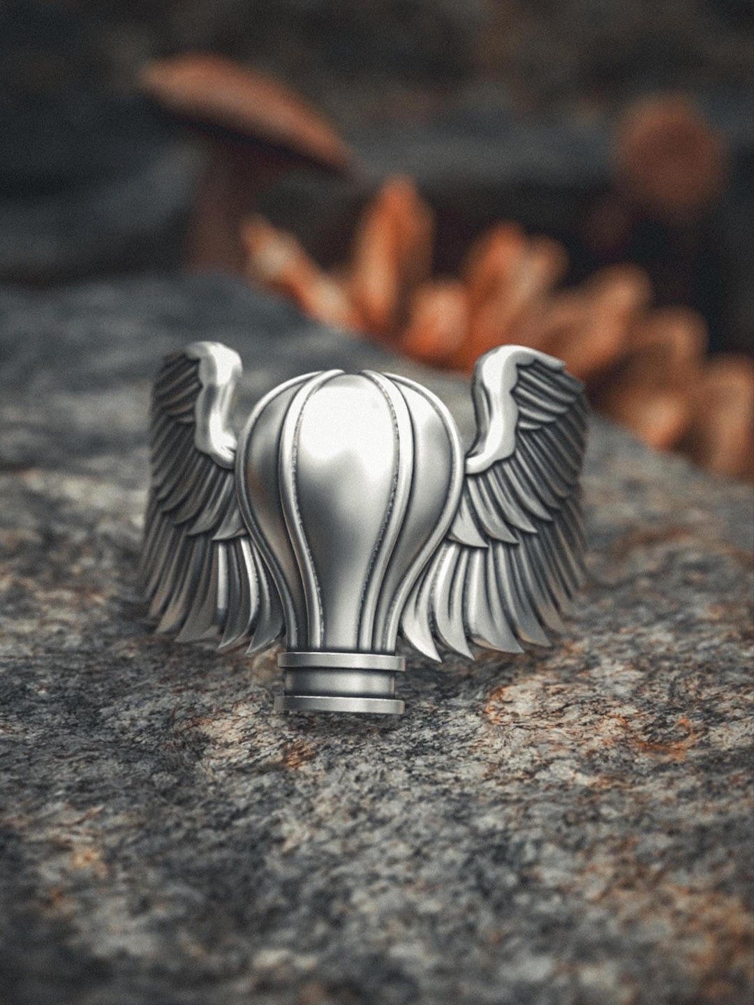 Balloon Pilot Wings Ring - 925 Sterling Silver Hot Air Balloon Ring ...