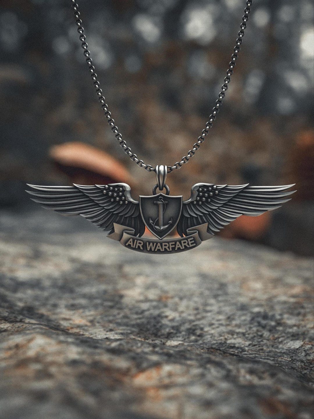 Military Wing Necklace 925 Sterling Silver - Handcrafted Aviator ...