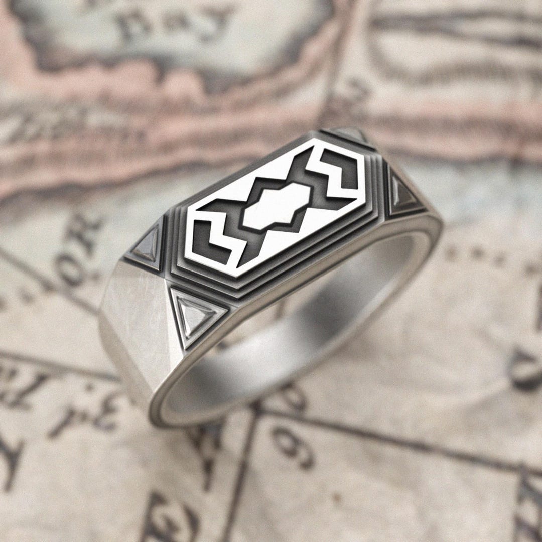 Sterling Silver Dwarven Inspired Ring Handcrafted Fantasy Jewelry for ...