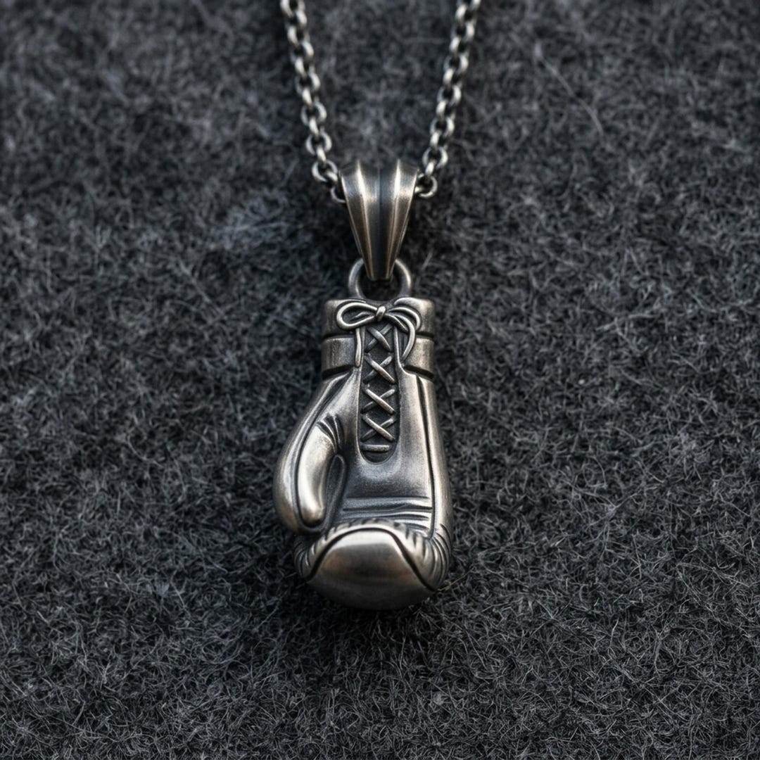 925 Sterling Silver Boxing Gloves Pendant Oxidized Finish Sports ...