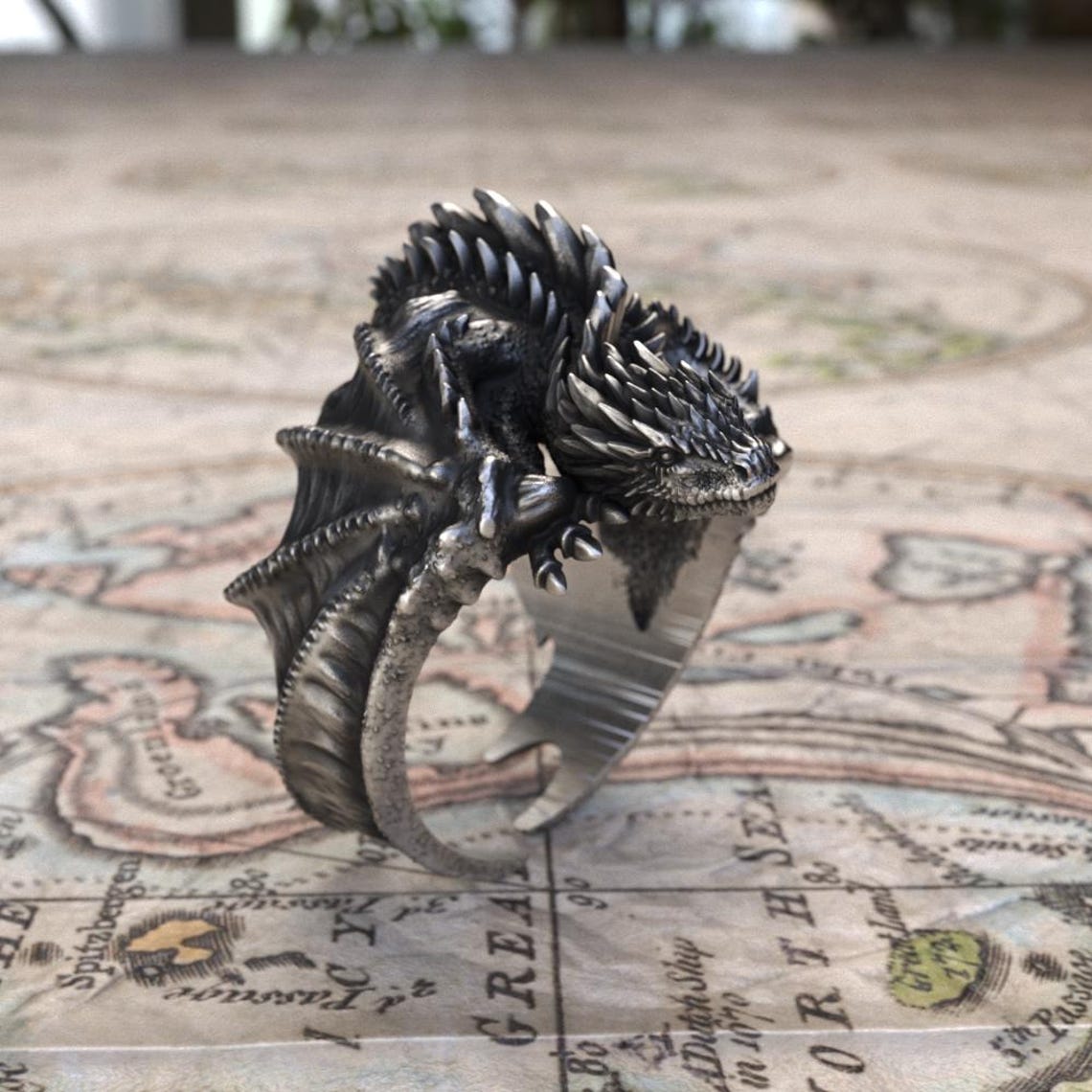 Gothic Dragon Silver Ring, Fantasy Statement Jewelry (unisex Sizes) - Etsy