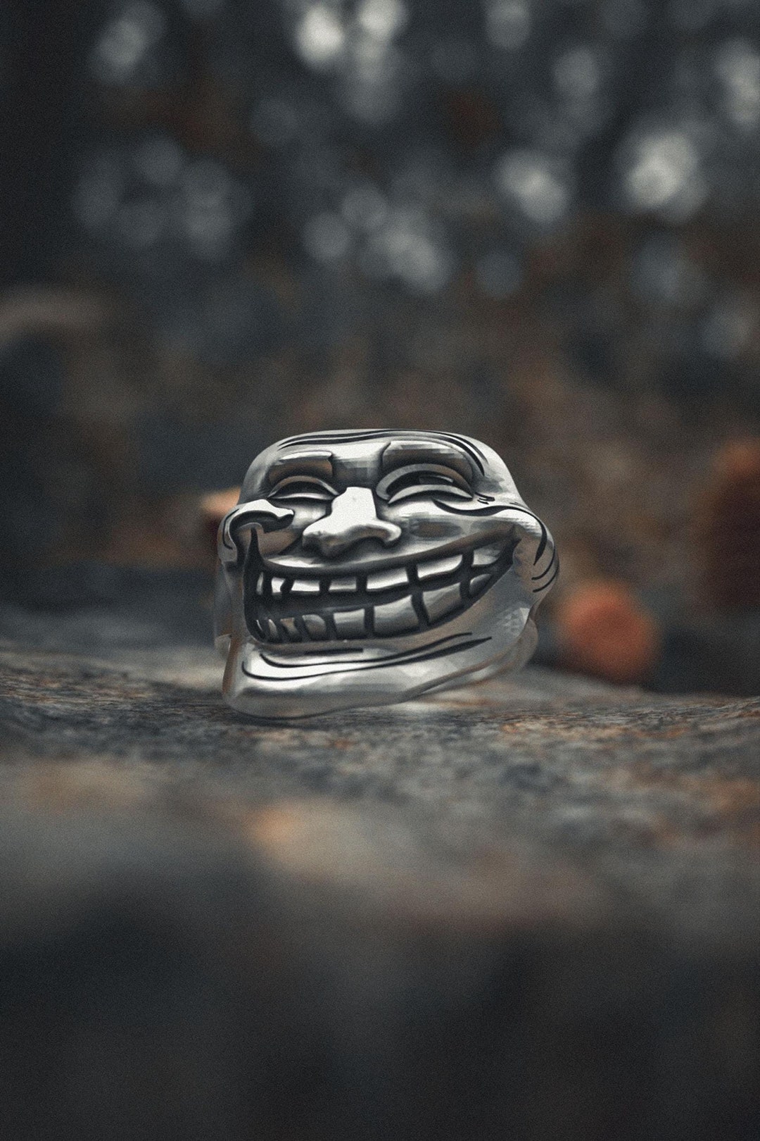 Unique Troll Face Ring in 925 Sterling Silver - Limited Edition Meme ...