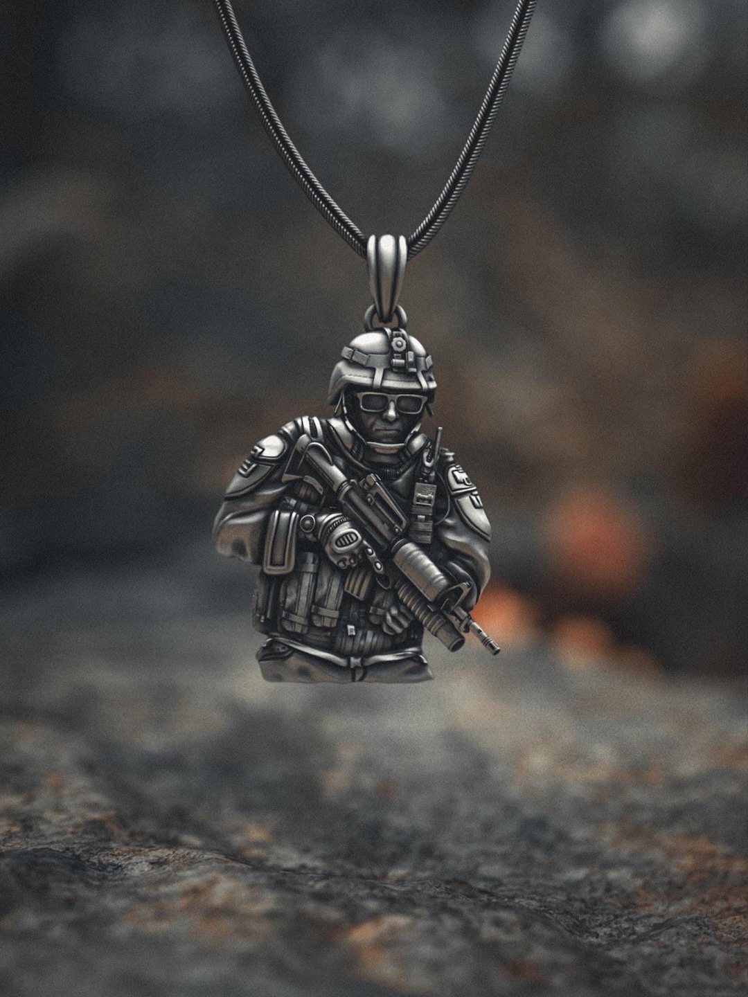 Soldier Necklace - Handcrafted 925 Sterling Silver Military Pendant ...