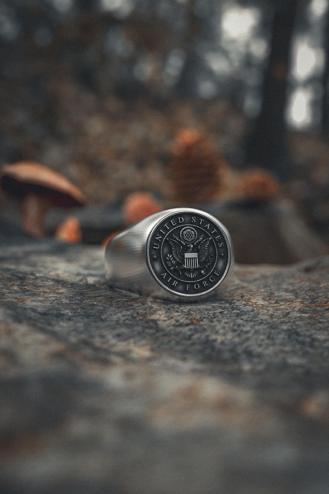 Handmade U.S. Air Force Badge Veteran Ring - 925 Sterling Silver - Men ...