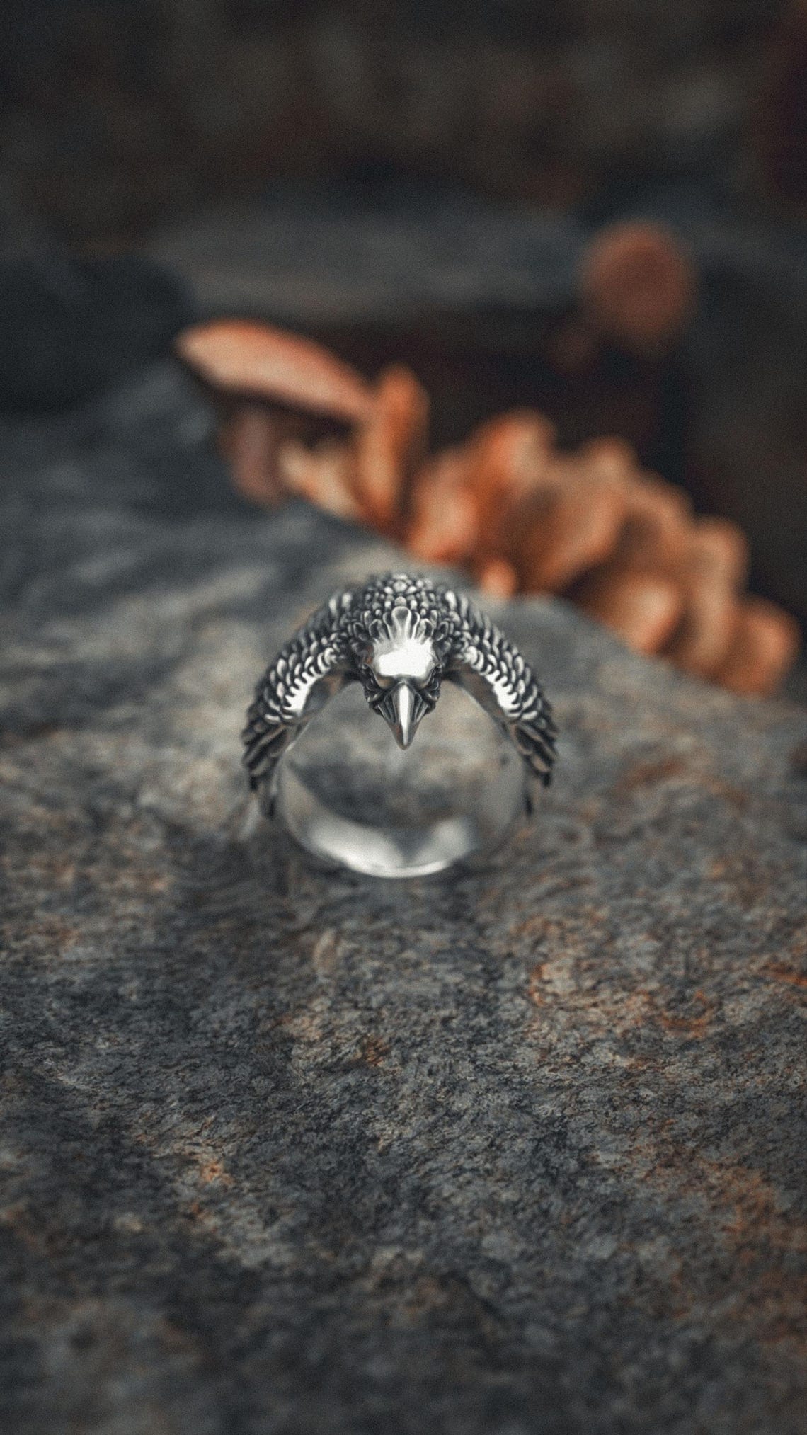 Sterling Silver Raven Crow Bird Adjustable Ring - Gothic Nature ...