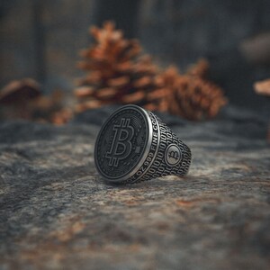 Bitcoin Coin Engraved Ring - 925 Silver Signet Handmade Money Ring - Etsy