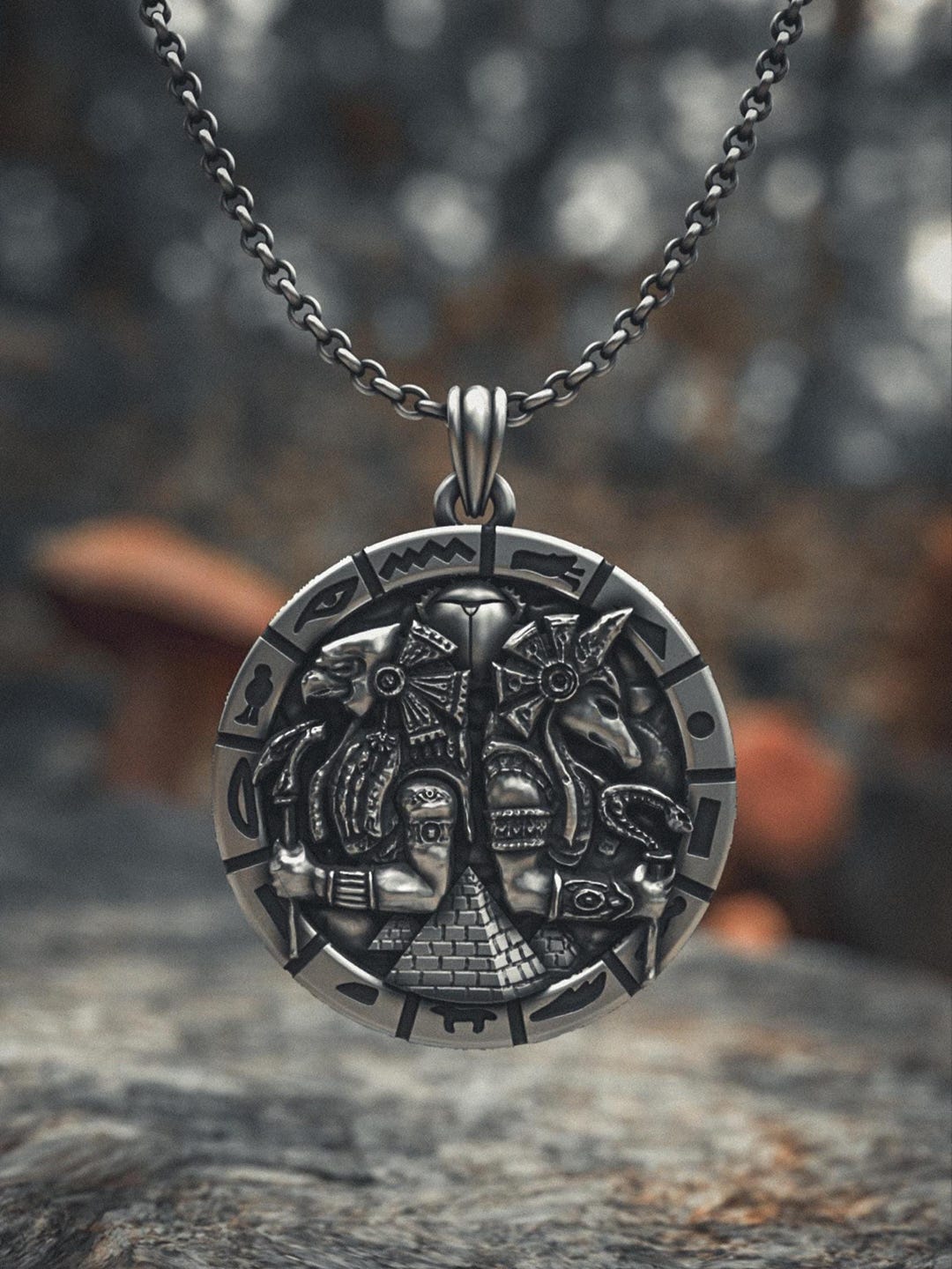 Aztec Calendar Necklace 925 Sterling Silver Mayan Sun Stone Pendant ...