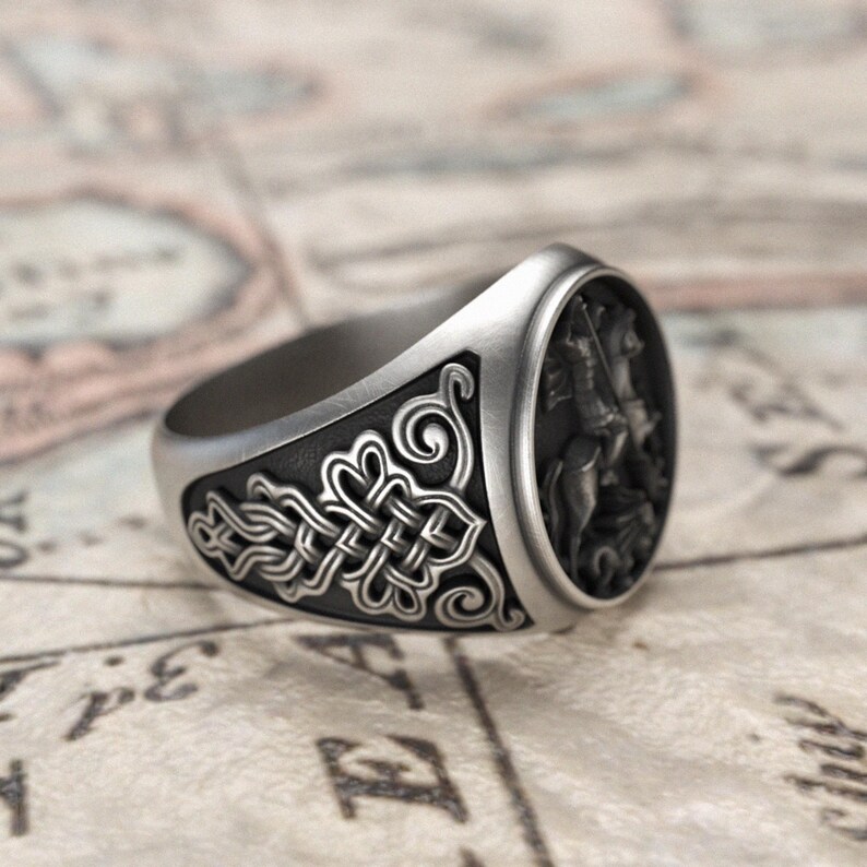 St. George of Lydda Dragon Ring Handmade Unisex Jewelry Christian ...