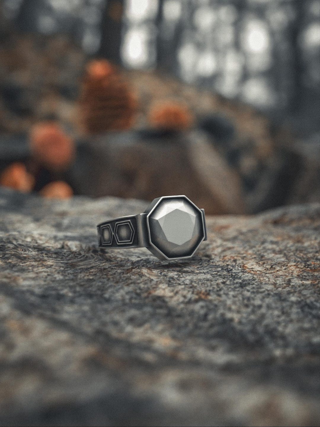 Dwarven Octagonal Ring 925 Sterling Silver Unisex Fantasy Jewelry ...