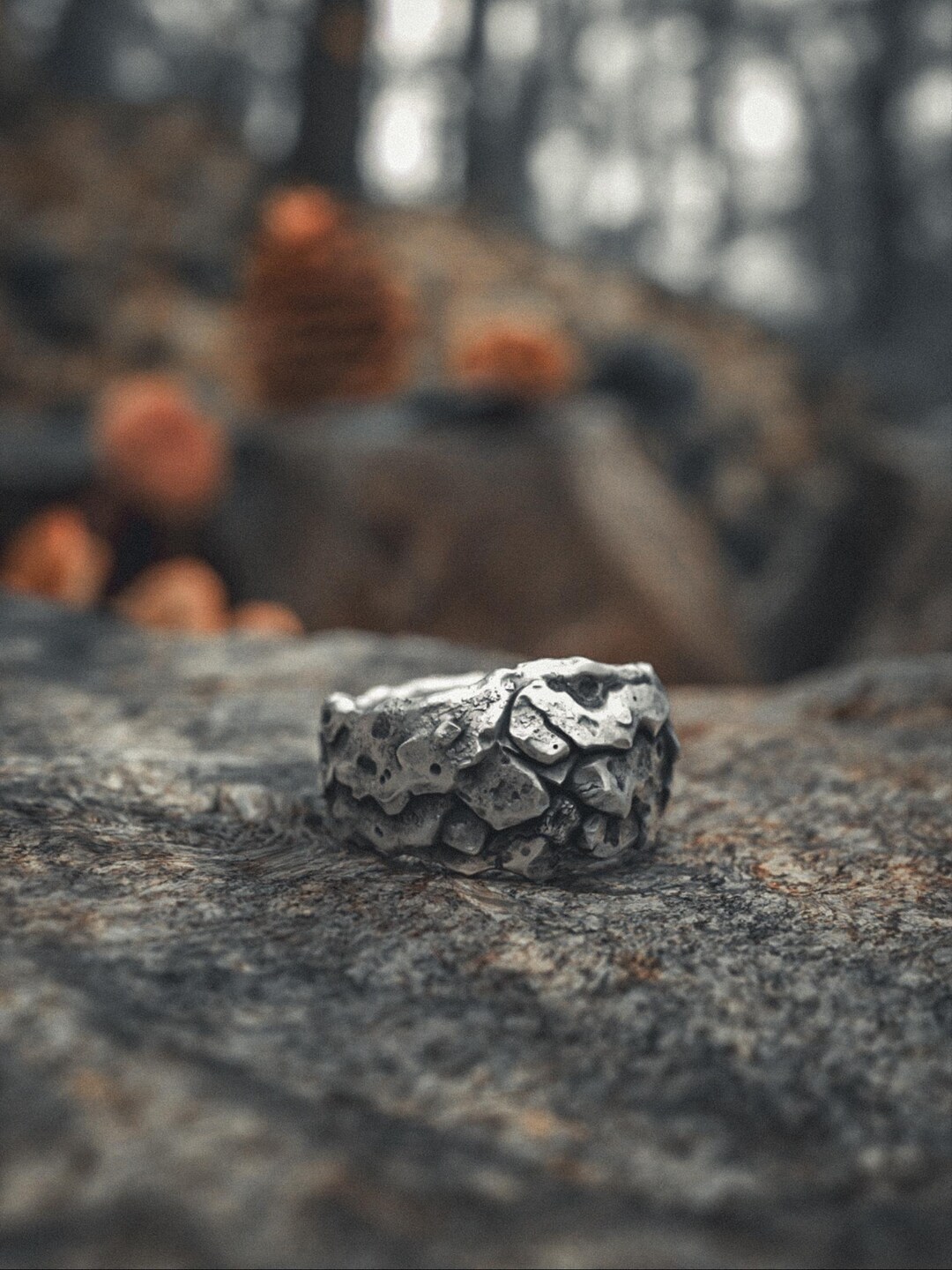 Lava Rock Sterling Silver Ring | Handcrafted 925 Raw Stone Textured ...