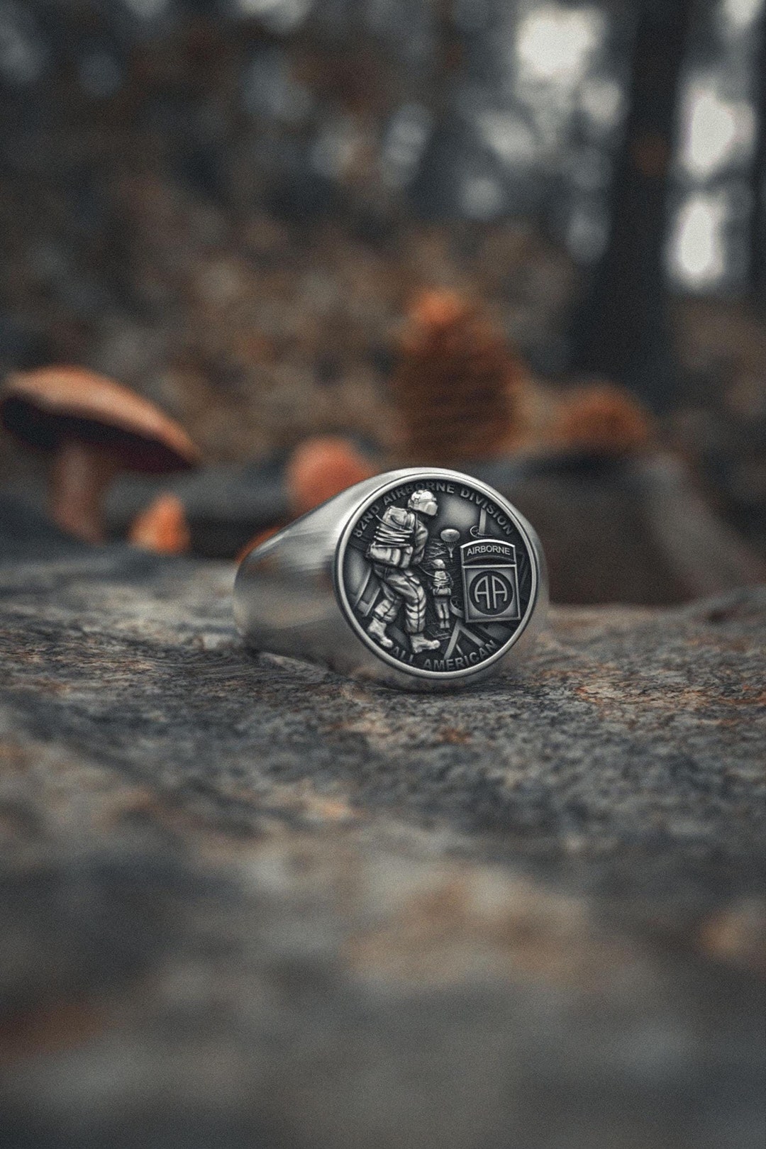 82nd Airborne Soldier Signet Ring - Chunky Veteran Ring Handmade in USA ...