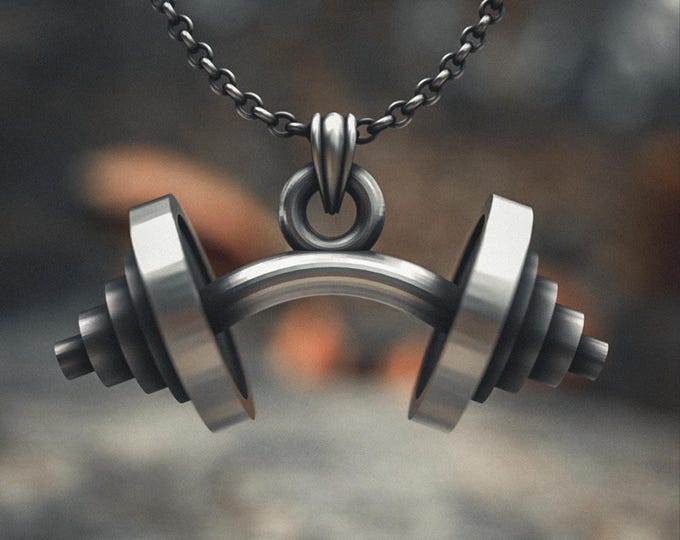 Gym Jewelry, Dumbbell Necklace, Fitness Jewelry, Crossfit Pendant ...