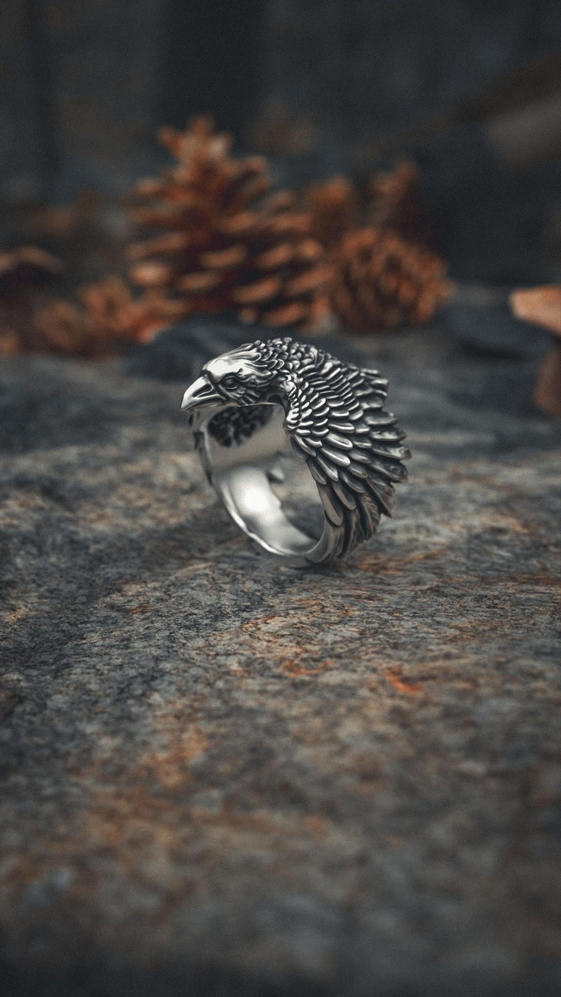 Sterling Silver Raven Crow Bird Adjustable Ring - Gothic Nature ...