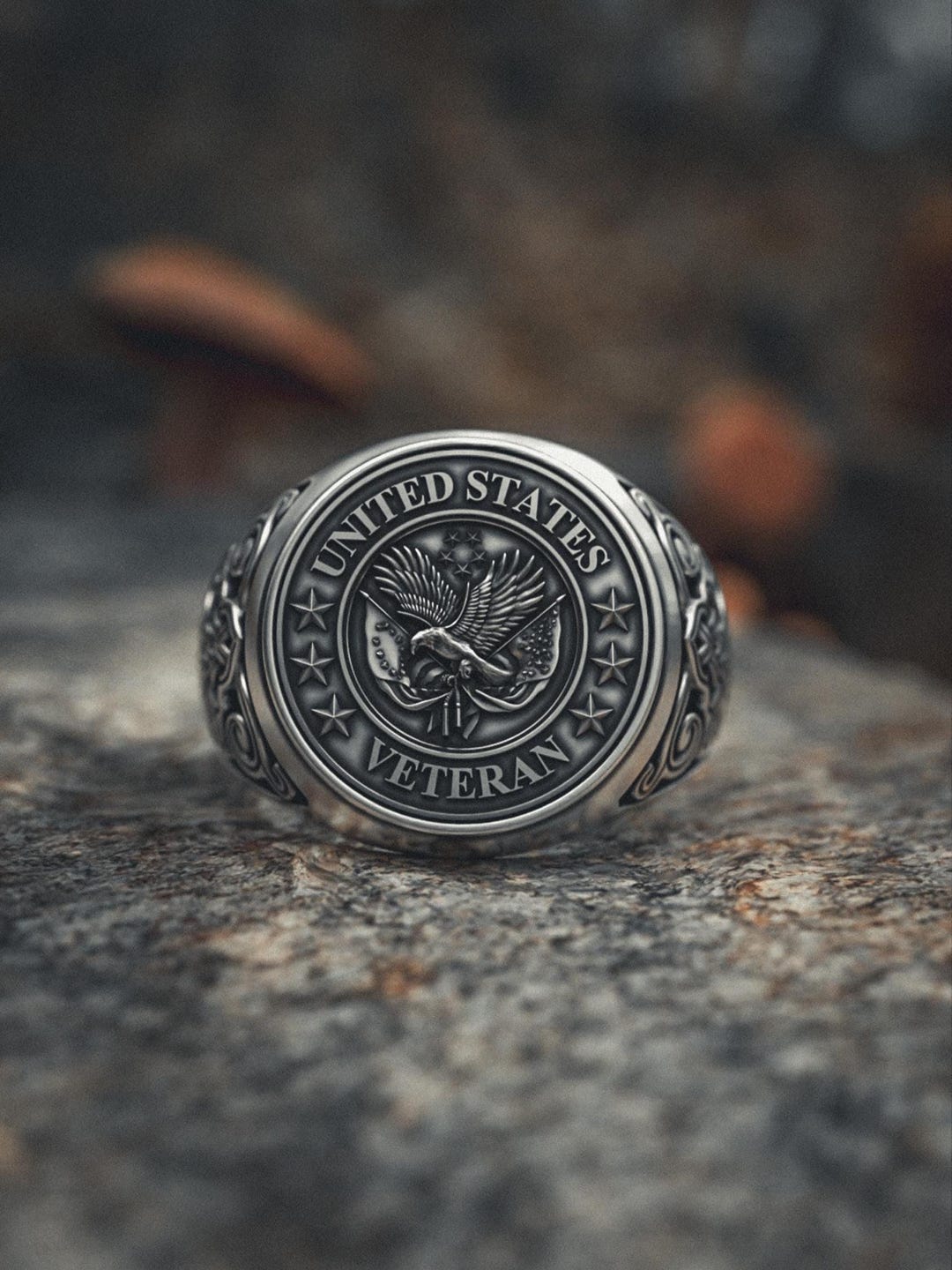 Veteran Ring 925 Sterling Silver Military Eagle Ring Handcrafted United ...