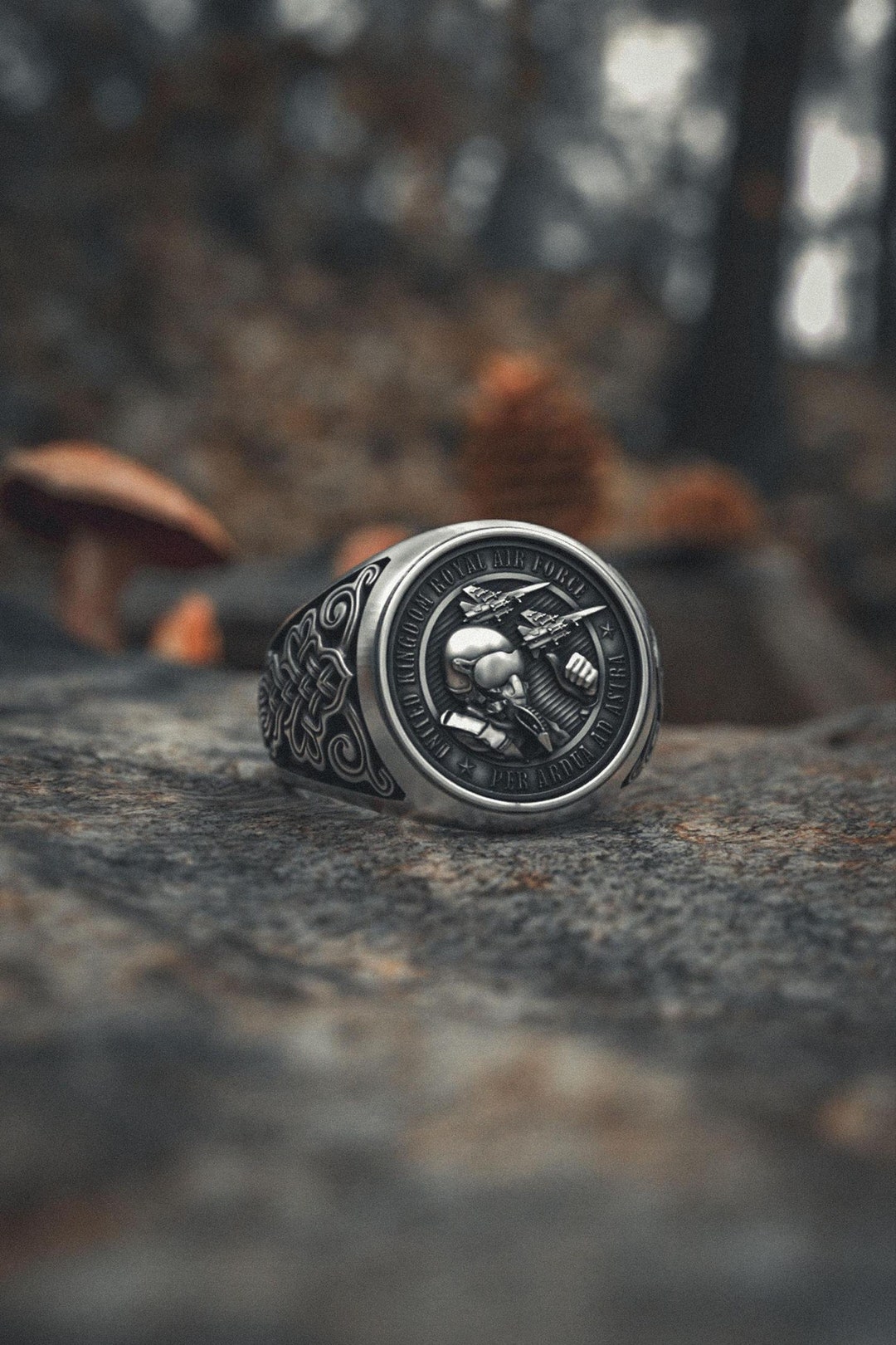 UK Army Signet Ring - Royal Air Force Chunky Ring - Men 925 Silver Ring ...