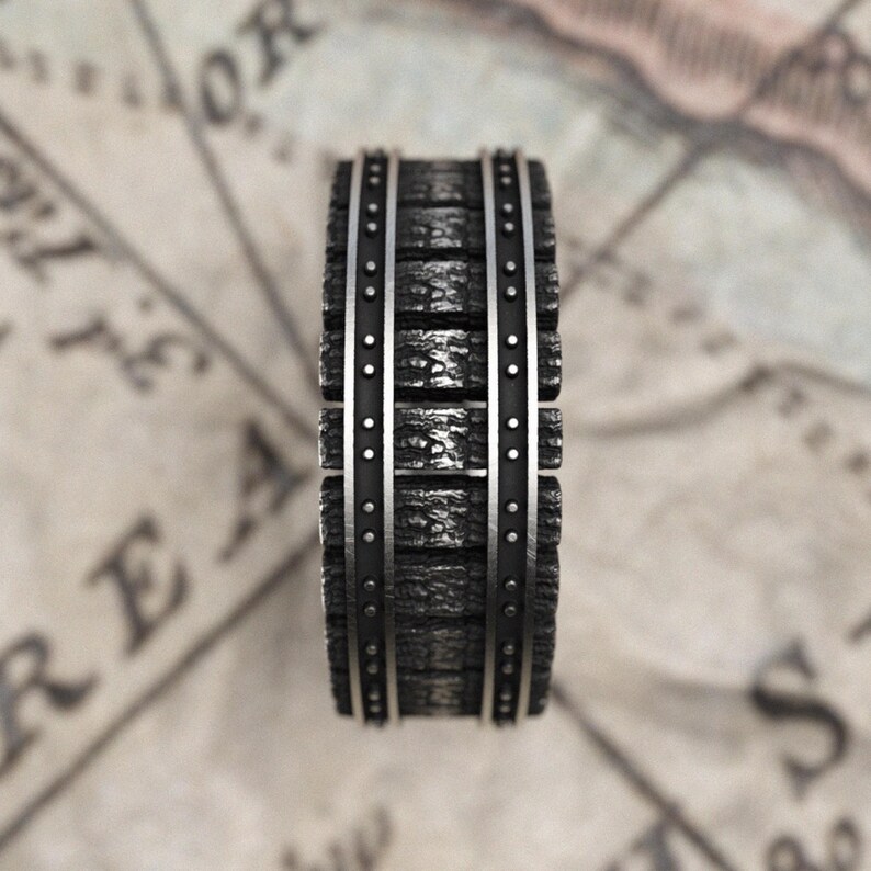 925 Sterling Silver Railroad Track Train Ring Polished Finish, Handmade ...