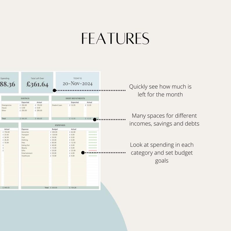 Monthly Budget Planner Spreadsheet | Google Sheets Budgeting | Simple ...