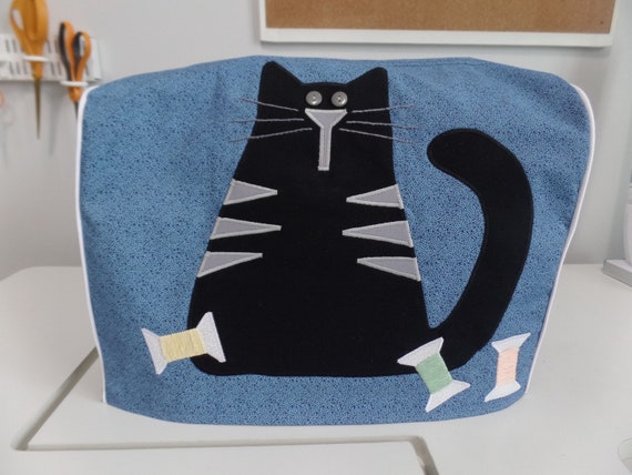 Fiber Arts Art & Collectibles Blue Cat Sewing Machine Cover etna.com.pe
