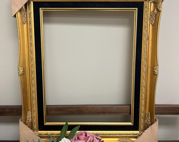 Wood Gold and Black Velvet Trim Frame 11x14 - Etsy