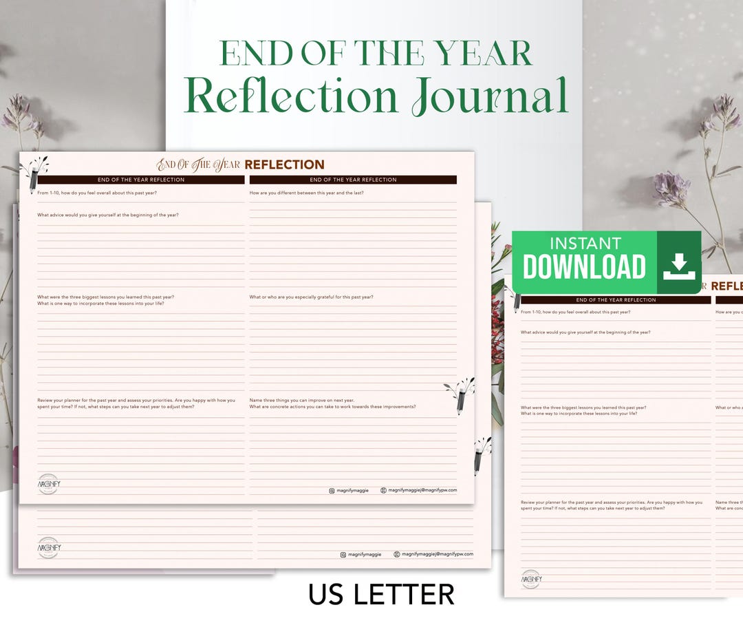 End of the Year Reflection Journal, Printable Journal, Daily Reflection ...