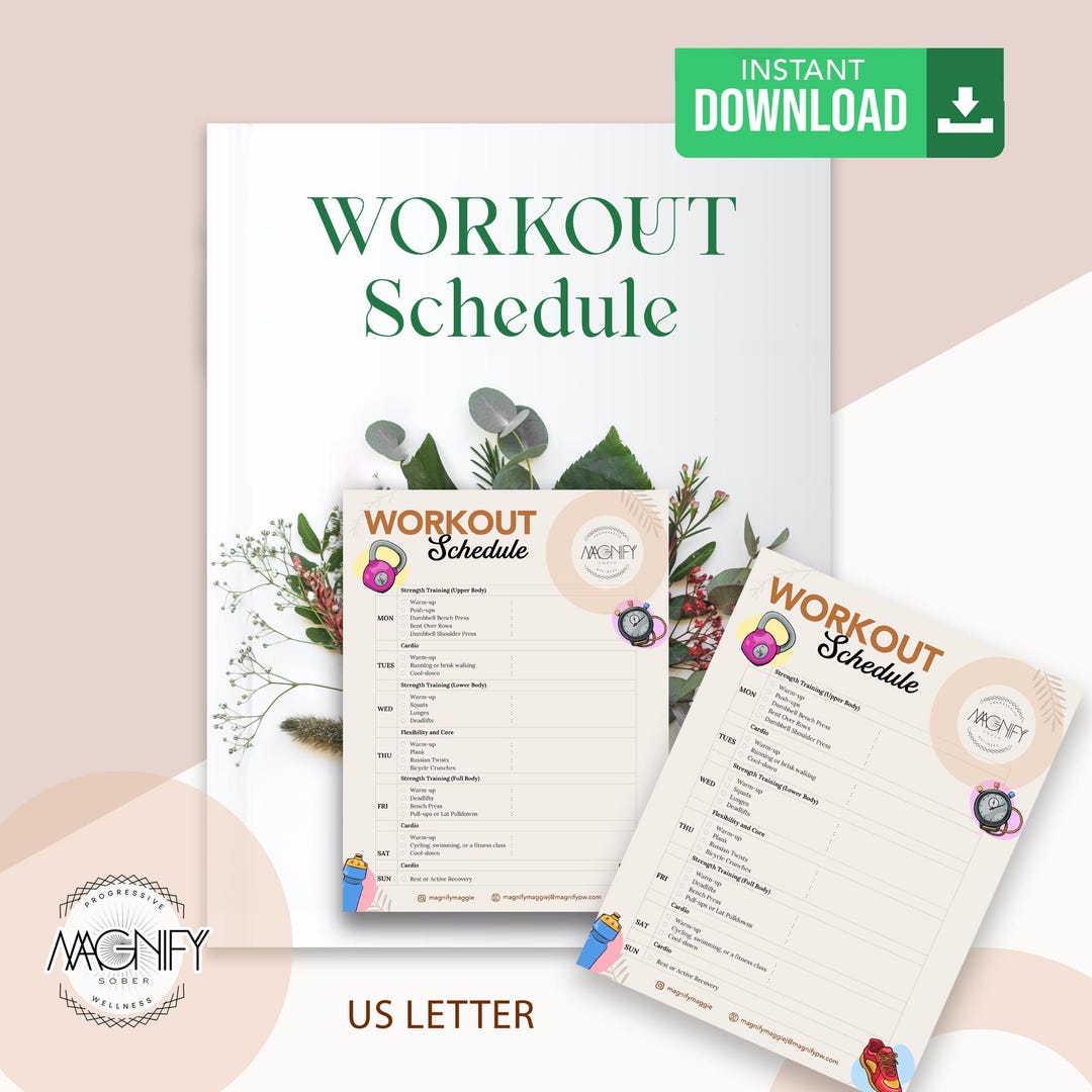 Weekly Workout Schedule, Printable Planner, Daily Exercise Log ...