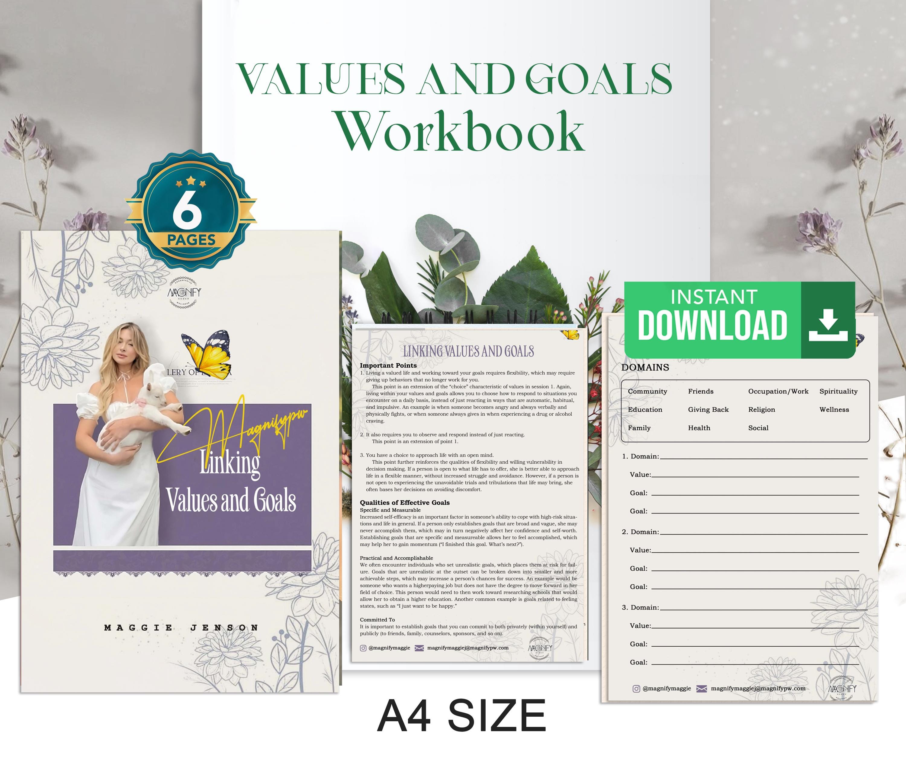 Linking Values and Goals Workbook, Personal Development Guide, Goal ...