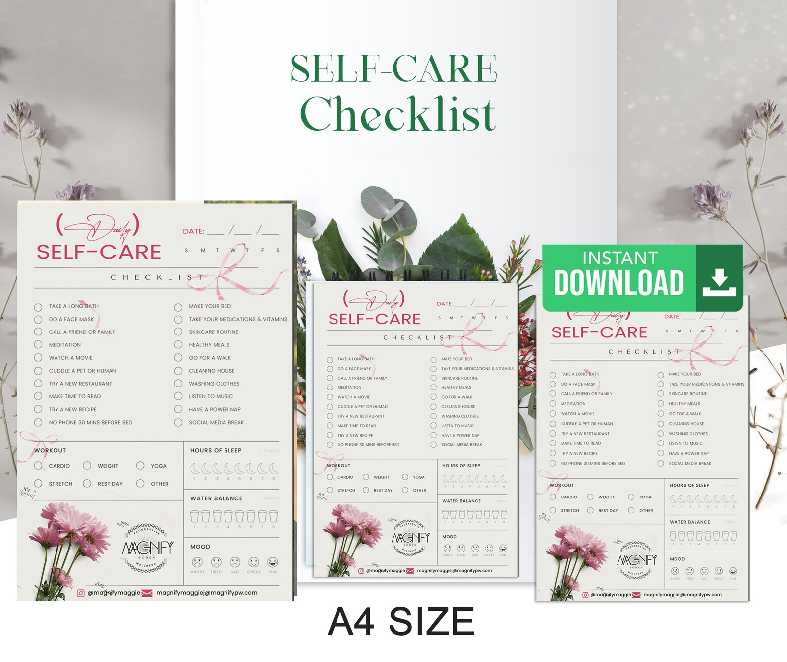 Daily Self Care Checklist, Printable Checklist, Routine & Habit Tracker ...