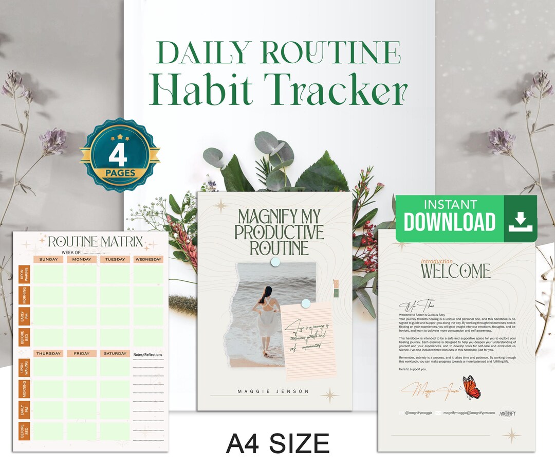 Productive Routine, Daily Routine Planner, Daily Habit Tracker ...