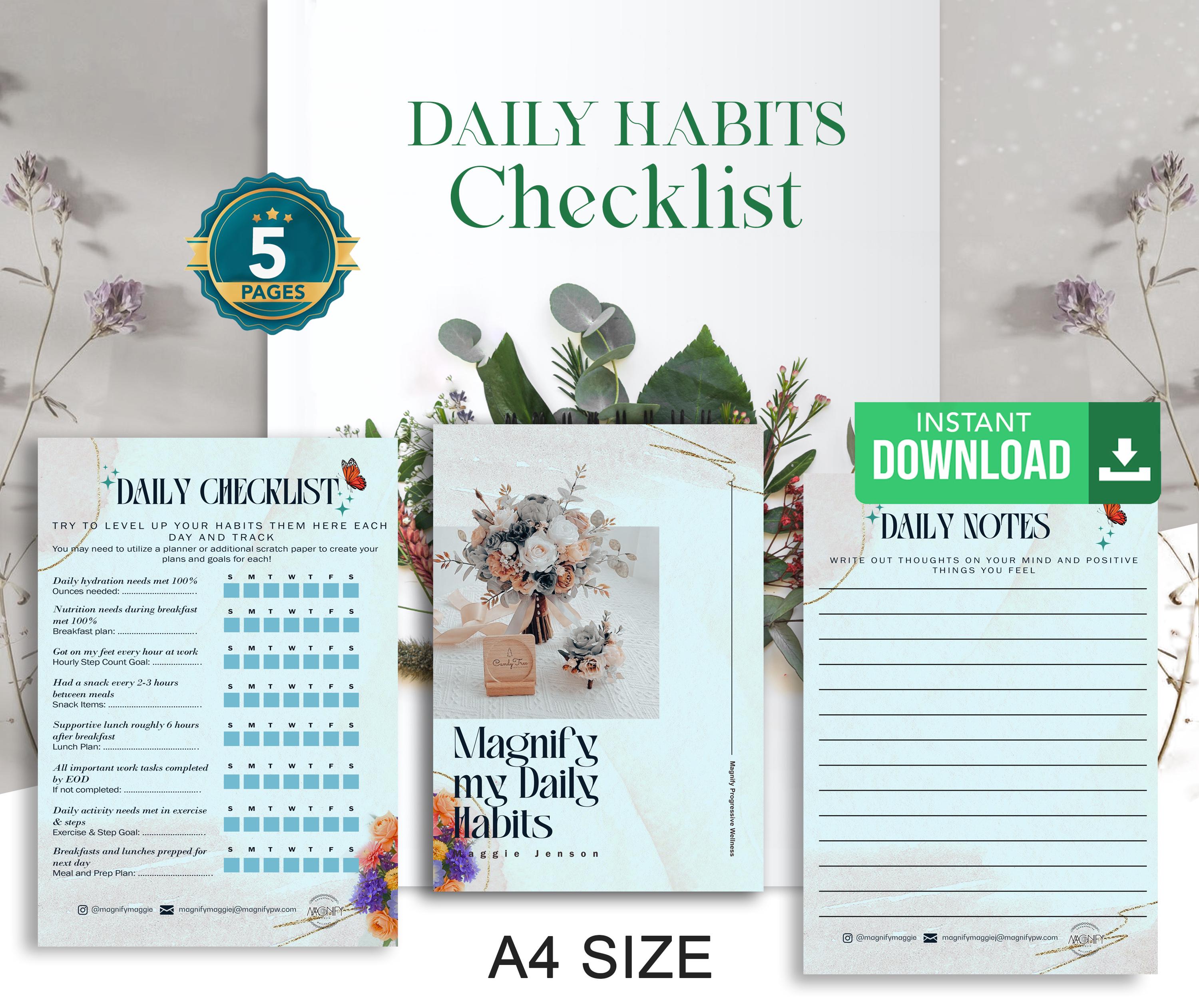Daily Habit Checklist, Routine Tracker | Printable Daily Routine ...