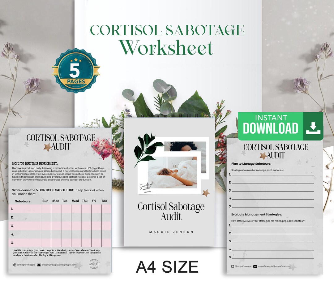 Cortisol Sabotage Audit, Cortisol Balance Management Trauma Worksheet ...