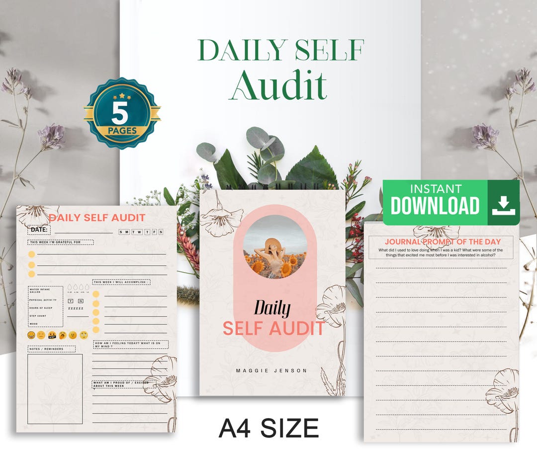 Daily Self Audit Worksheet: Journey to Self-love Daily Worksheet, Self ...