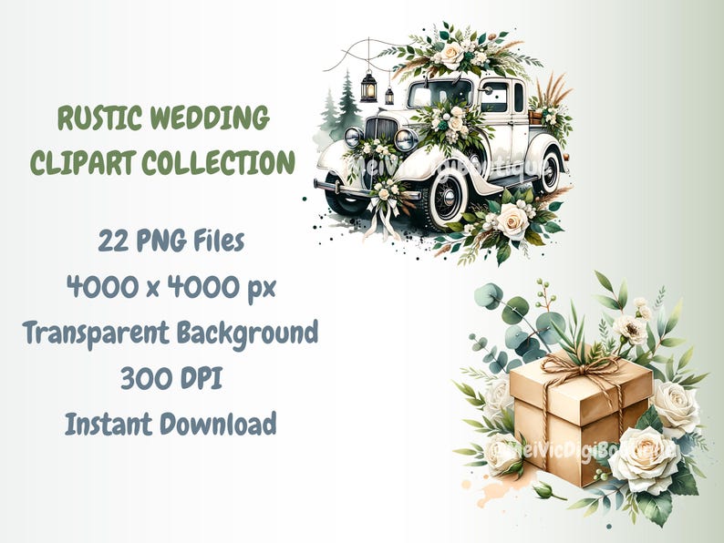 Watercolor Rustic Wedding Clipart Bundle Bride and Groom Clipart Set ...