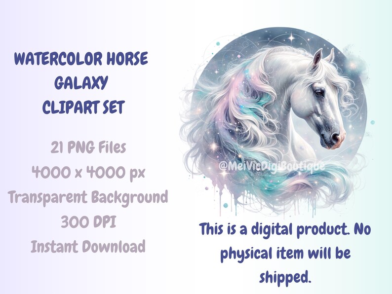 Galaxy Horse Clipart Collection - 21 Magical Watercolor Horse Pngs for ...