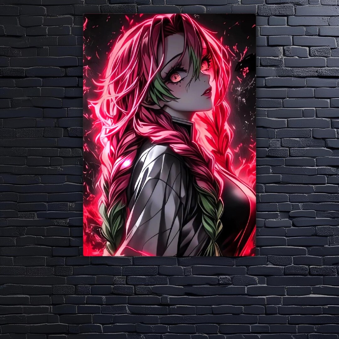 Mitsuri Kanroji Metal Wall Art | Demon Slayer Poster | Anime Aesthetic ...