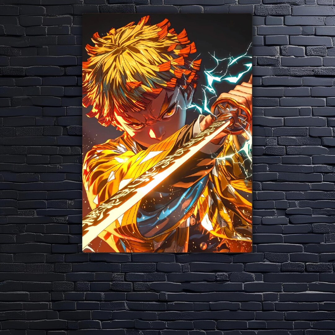 Zenitsu Agatsuma Thunder Breathing Metal Wall Art | Demon Slayer ...