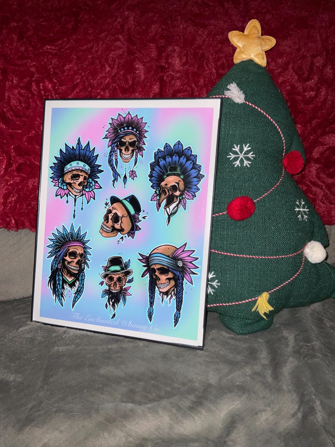 Framed 11x14 Flash Sheet Poster, Skull Poster, Skull Art, Pink Gothic ...